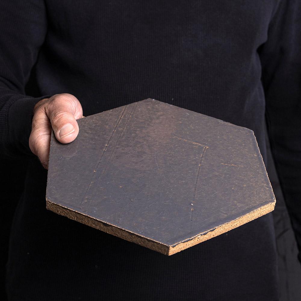 Clara Tierra Madre 8" Hexagon High Fire Ceramic Tile | ARTO.com