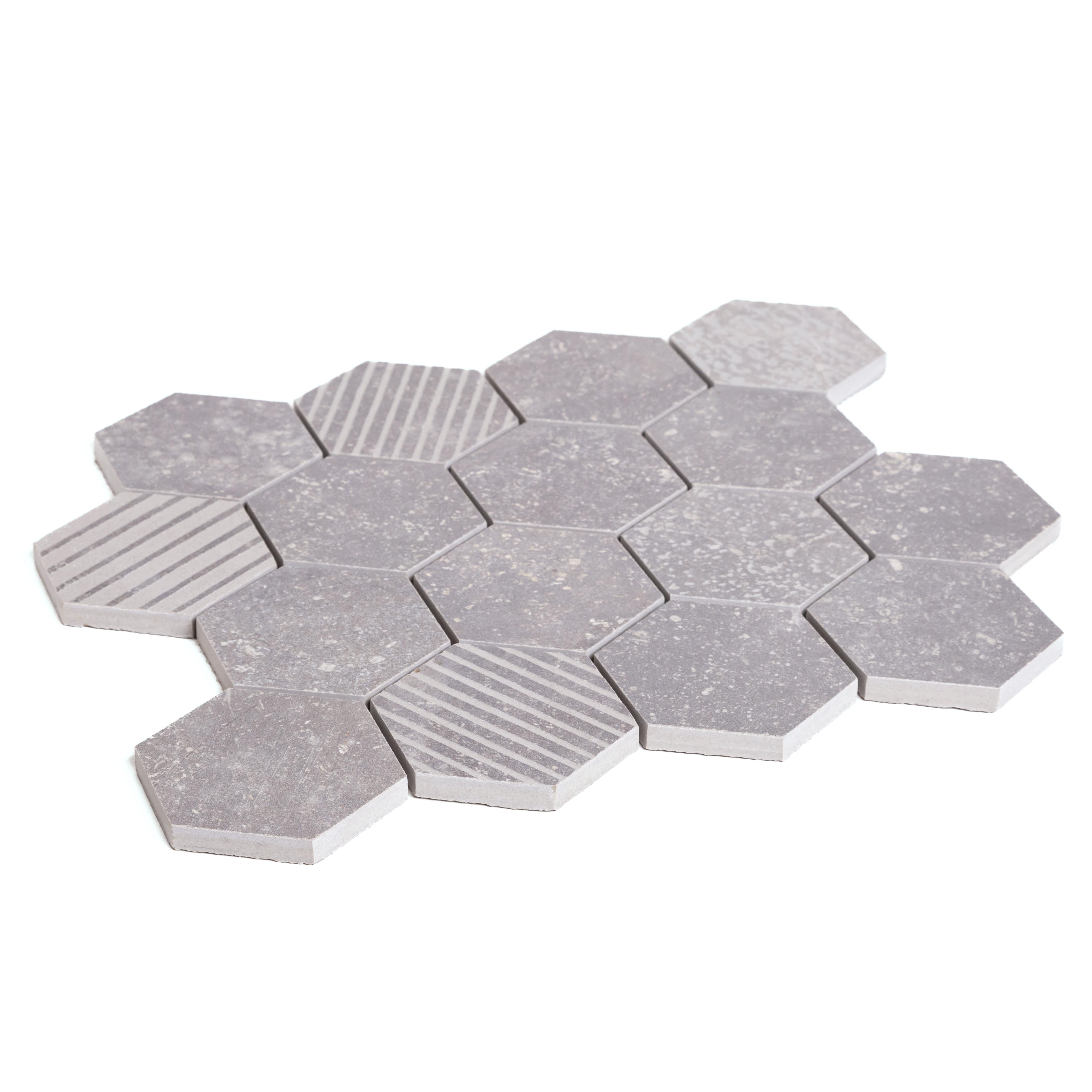 Italian Porcelain 10 Exa Mosaic 10x10 Grigio Mix | ARTO.com